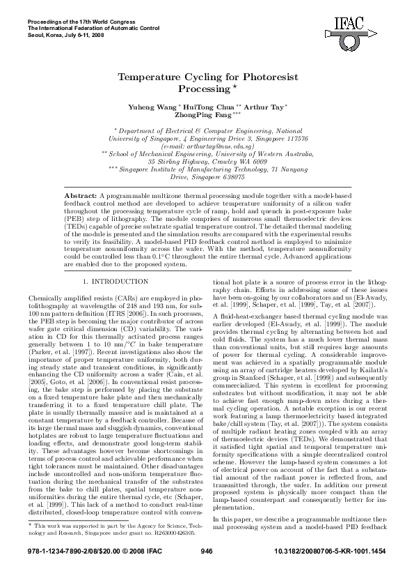 (PDF) Temperature Cycling for Photoresist Processing