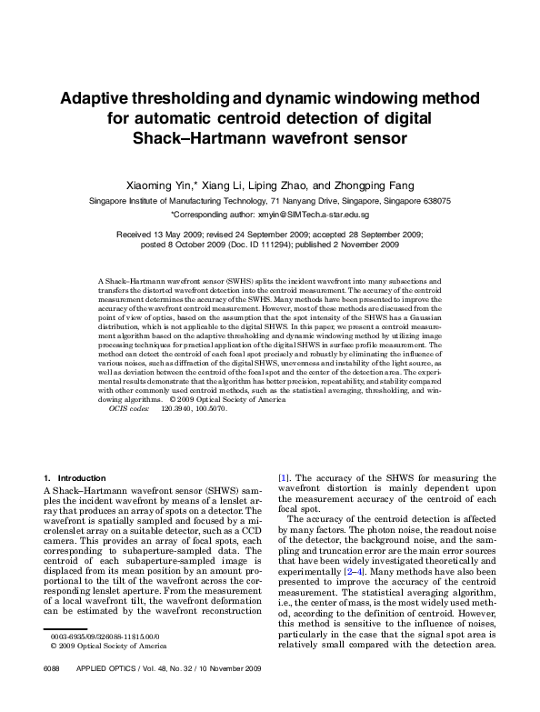 Pdf Adaptive Thresholding And Dynamic Windowing Method For Automatic