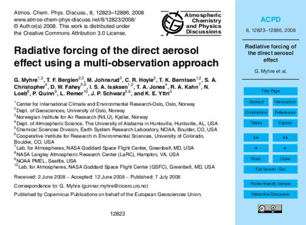 (PDF) Radiative forcing of the direct aerosol effect using a multi ...