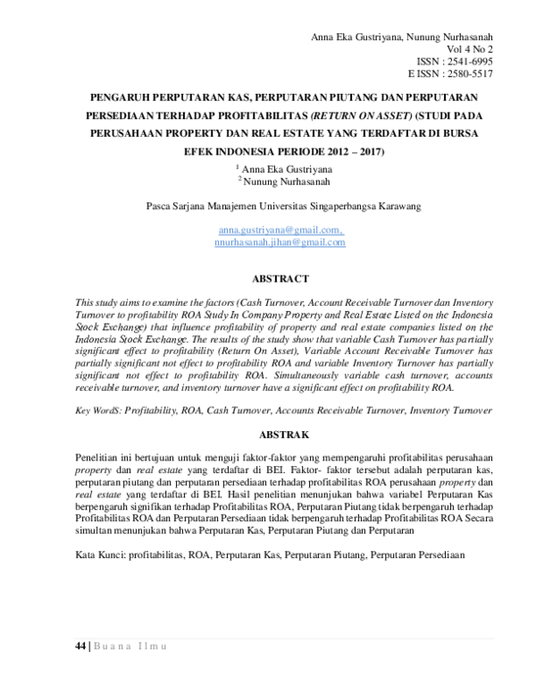 (PDF) Pengaruh Perputaran Kas, Perputaran Piutang Dan Perputaran ...