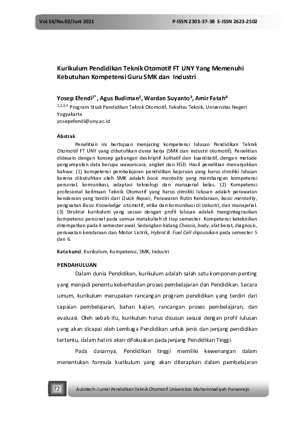 (PDF) Kurikulum Pendidikan Teknik Otomotif FT UNY Yang Memenuhi ...