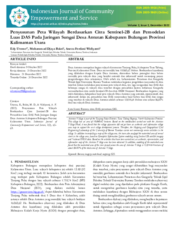 (PDF) Penyusunan Peta Wilayah Berdasarkan Citra Sentinel-2B Dan Pemodelan Luas DAS Pada Jaringan ...