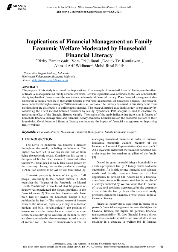 (PDF) Implications of Financial Management on Family Economic Welfare ...