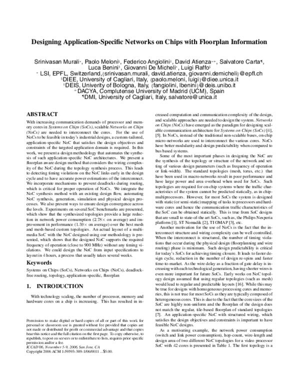 Pdf Designing Application Specific Networks On Chips With Floorplan