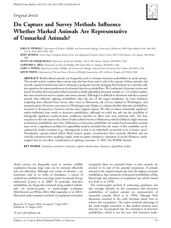 (PDF) Do capture and survey methods influence whether marked animals ...