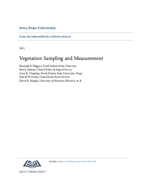 (PDF) Vegetation Sampling and Measurement
