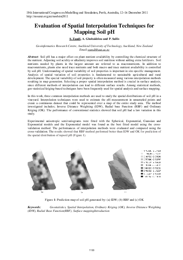 (PDF) Evaluation of spatial interpolation techniques for mapping soil pH (PDF) Evaluation of spatial interpolation techniques for mapping soil pH