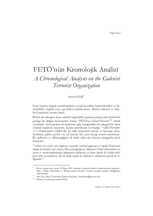 (PDF) FETÖ’nün Kronolojik Analizi