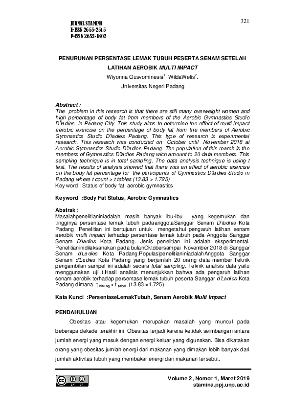 (PDF) Penurunan Persentase Lemak Tubuh Peserta Senam Setelah Latihan ...