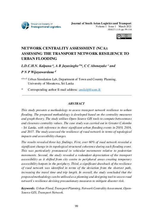 (PDF) Network Centrality Assessment (NCA): Assessing the Transport ...