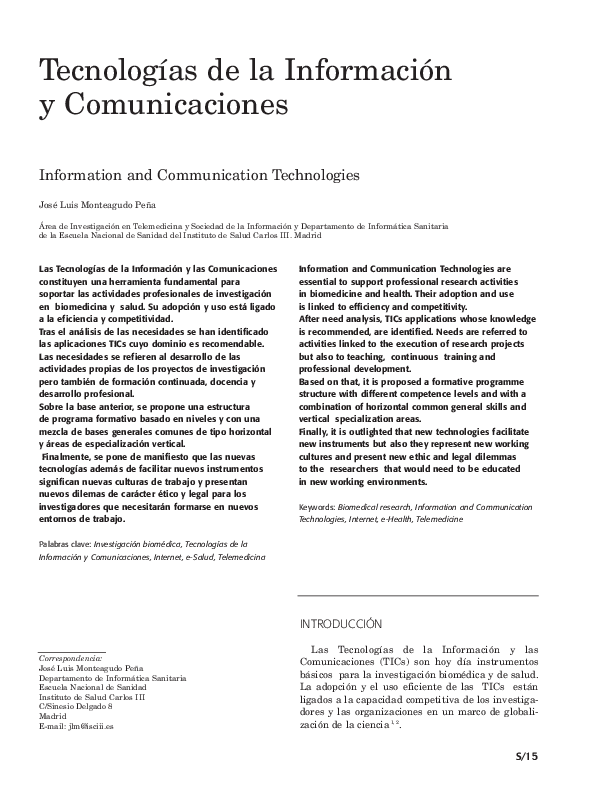(PDF) Tecnologías de la Información y Comunicaciones
