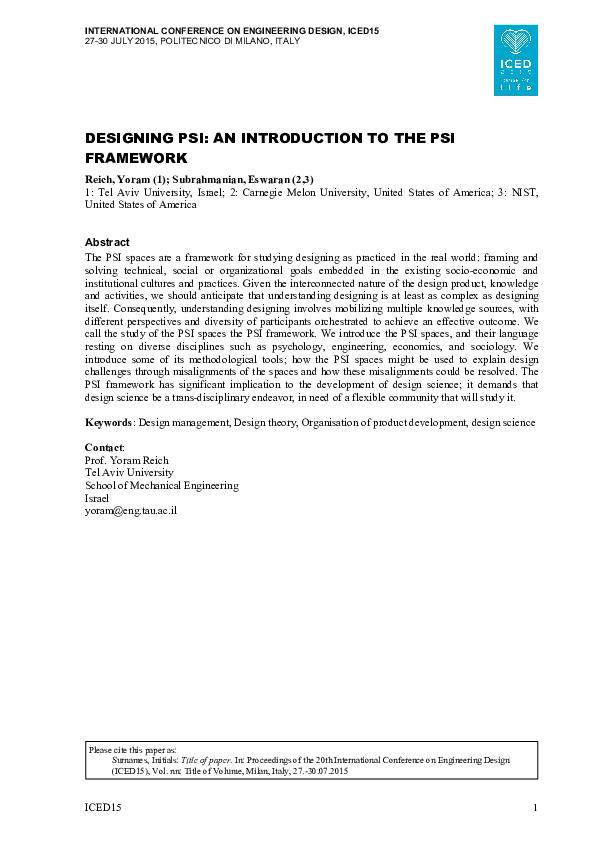 (PDF) Designing Psi: An Introduction to the Psi Framework