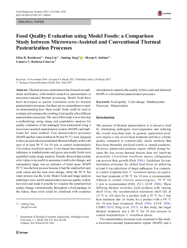 (PDF) Food Quality Evaluation using Model Foods: a Comparison Study ...