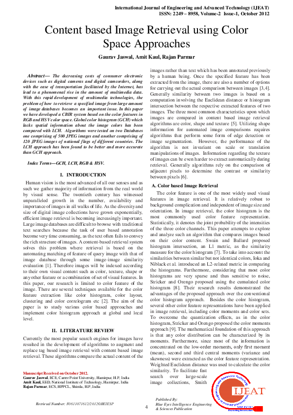 (PDF) Content Based Image Retrieval Using Color Space Approaches | Amit Kaul - Academia.edu