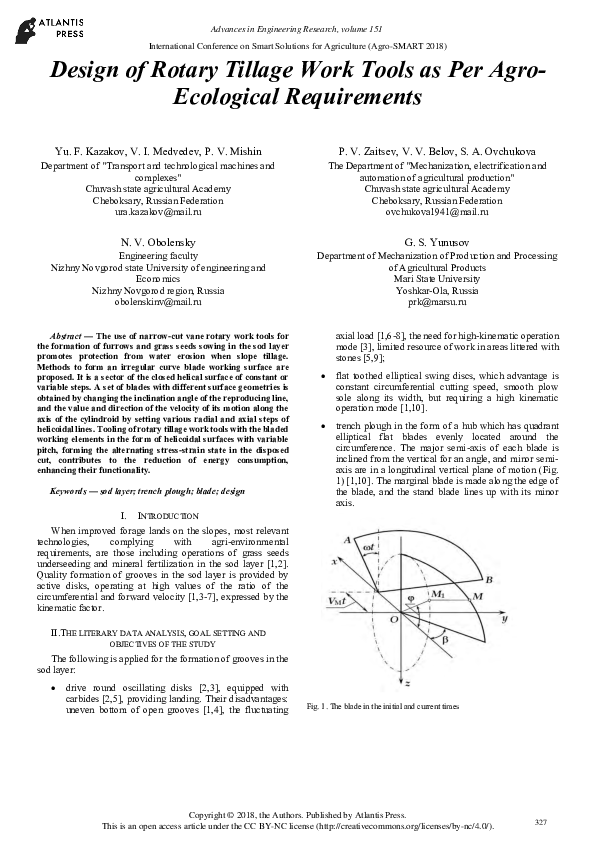 (PDF) Design of Rotary Tillage Work Tools as Per Agro-Ecological Requirements