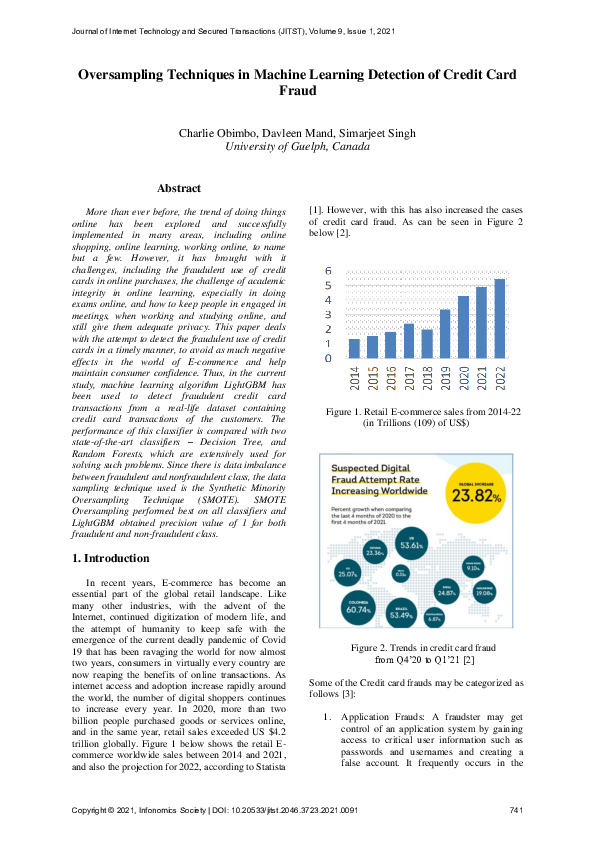 (PDF) Oversampling Techniques in Machine Learning Detection of Credit Card Fraud