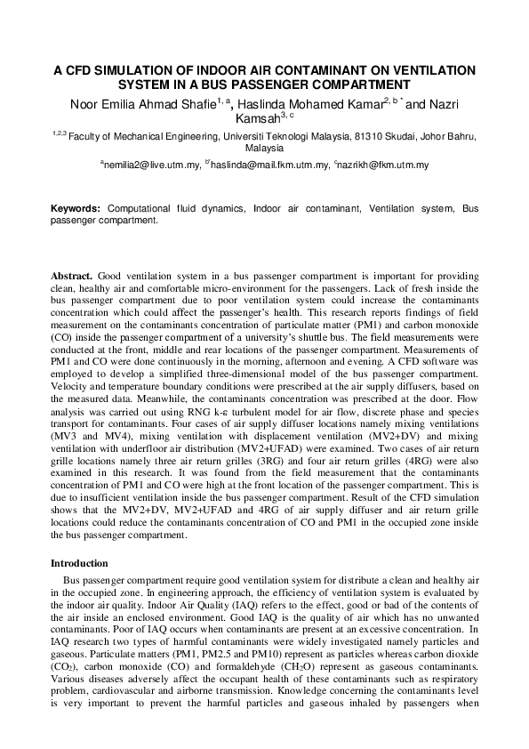(PDF) A CFD simulation of indoor air contaminant on ventilation system ...