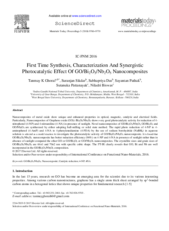 (PDF) First Time Synthesis, Characterization And Synergistic ...