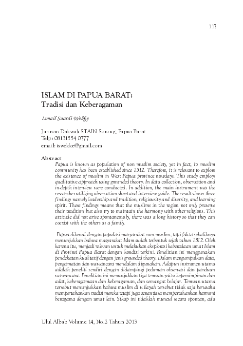 (PDF) Islam DI Papua Barat: Tradisi Dan Keberagaman
