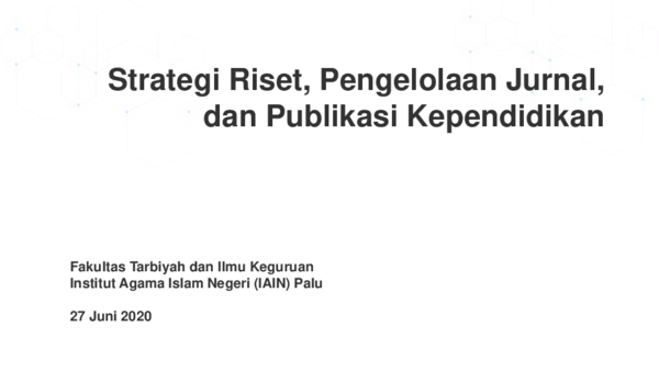(PDF) Strategi Riset, Pengelolaan Jurnal, dan Publikasi Kependidikan
