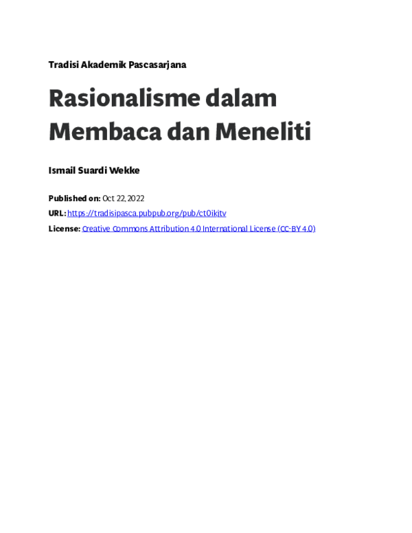(PDF) Rasionalisme dalam Membaca dan Meneliti | Ismail S Wekke ...