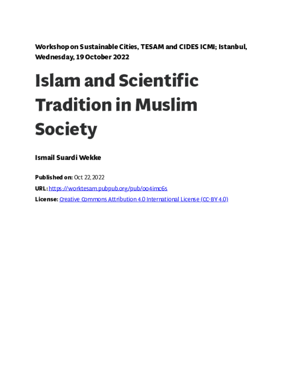 (PDF) Islam and Scientific Tradition in Muslim Society