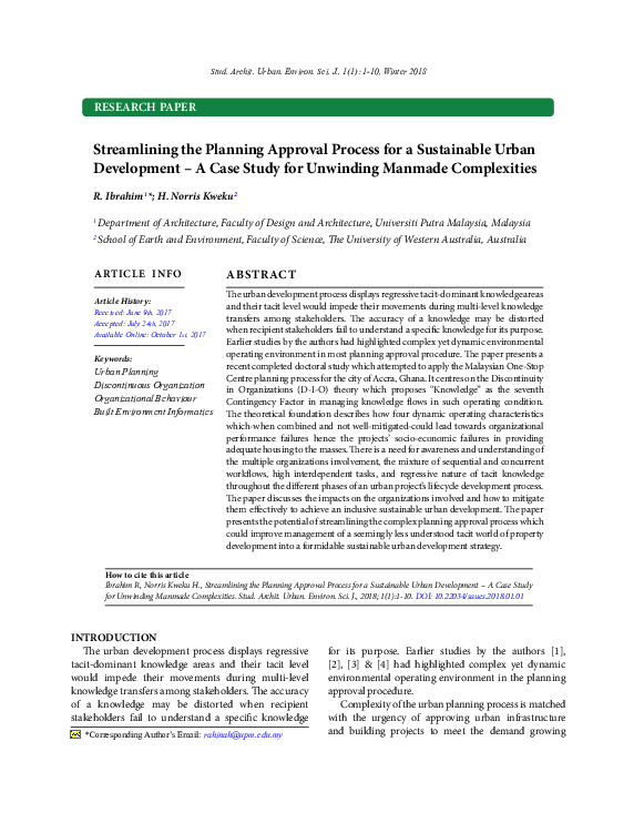 (PDF) Streamlining the planning approval process for a sustainable ... (PDF) Streamlining the planning approval process for a sustainable ...