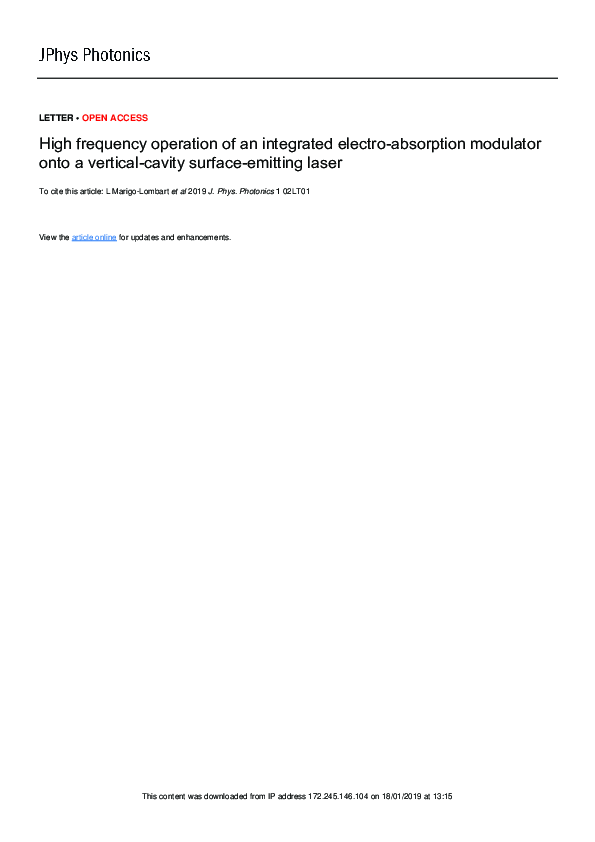 (PDF) High frequency operation of an integrated electro-absorption modulator onto a vertical ...