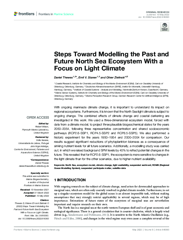 (PDF) Steps Toward Modelling the Past and Future North Sea Ecosystem ...