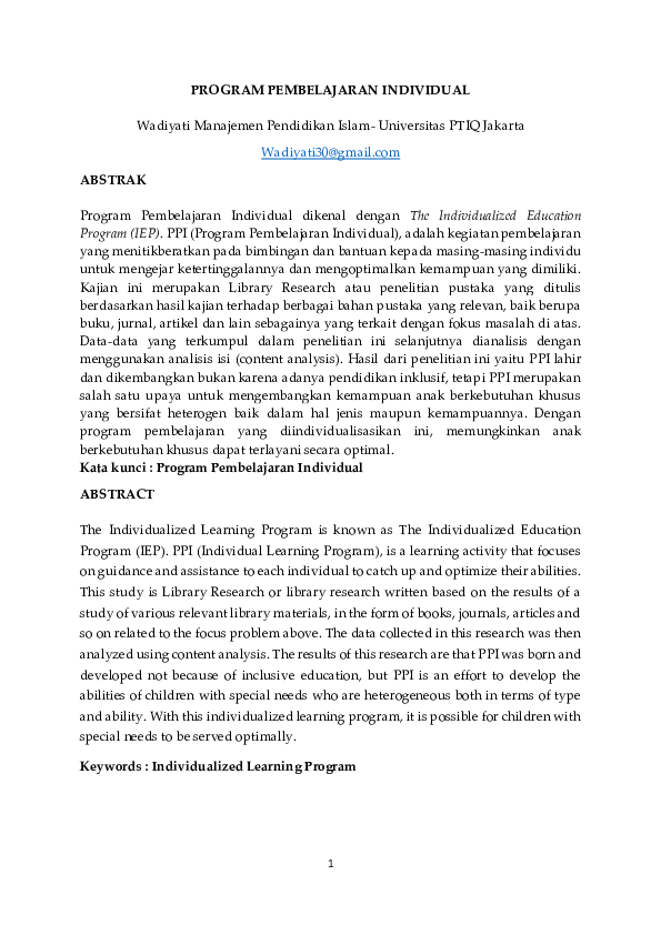 (PDF) PROGRAM PEMBELAJARAN INDIVIDUAL