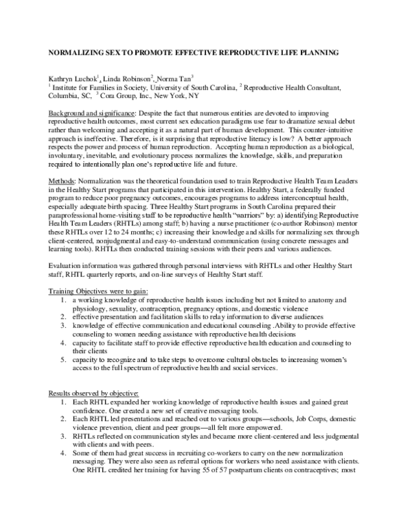 (PDF) Normalizing Sex for Better Reproductive Planning