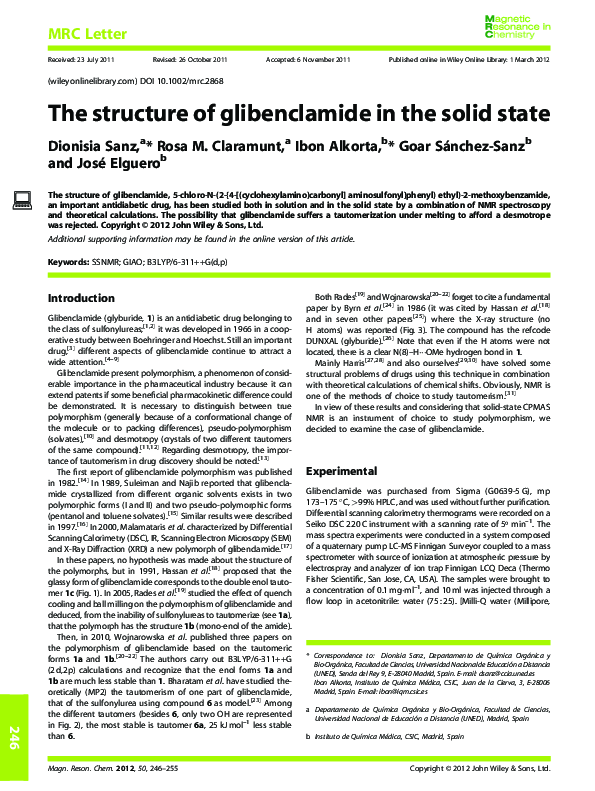 (PDF) The structure of glibenclamide in the solid state