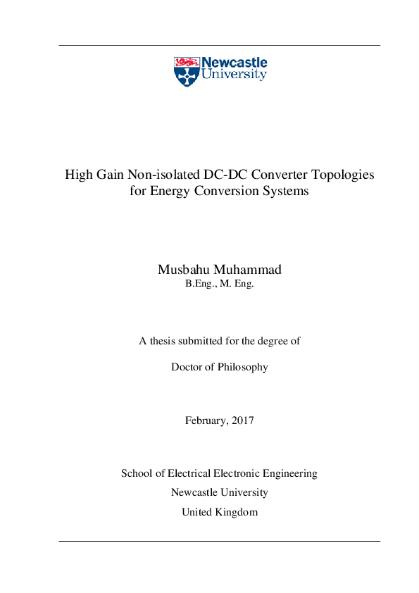 (PDF) High gain non-isolated DC-DC converter topologies for energy conversion systems