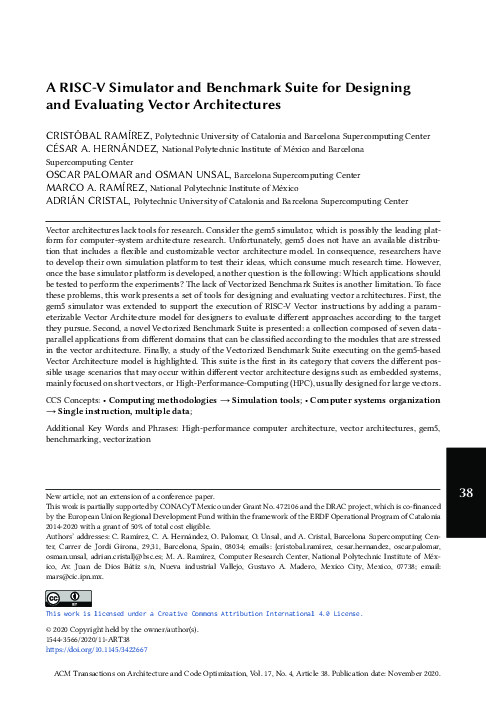 (PDF) A RISC-V Simulator and Benchmark Suite for Designing and ...