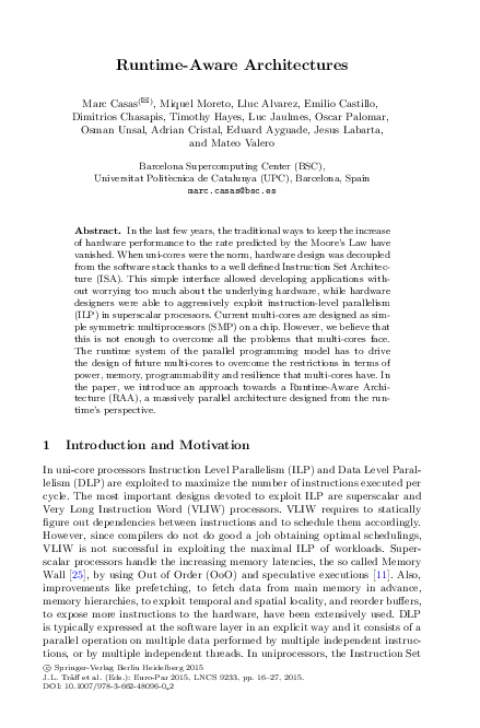 (PDF) Runtime-Aware Architectures