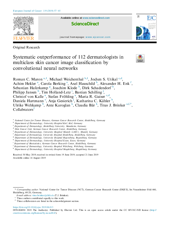 (PDF) Systematic outperformance of 112 dermatologists in multiclass ...