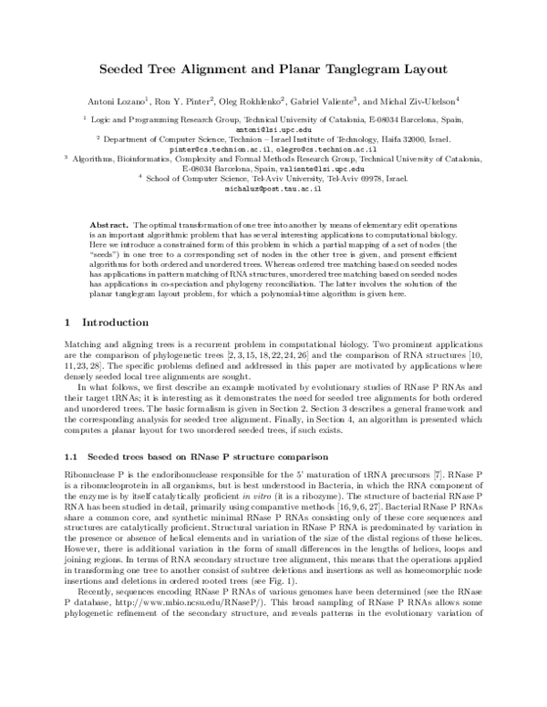 Seeded Tree Alignment and Planar Tanglegram Layout