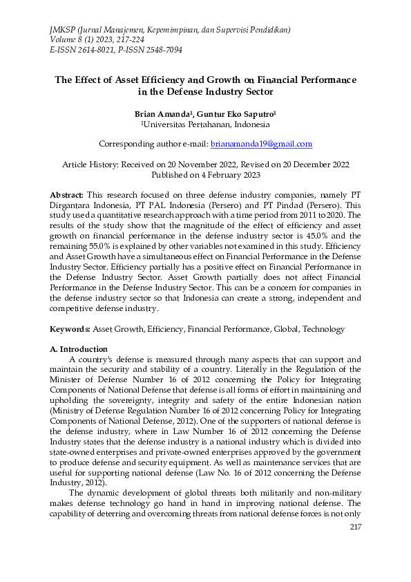 (PDF) The Effect of Asset Efficiency and Growth on Financial ...