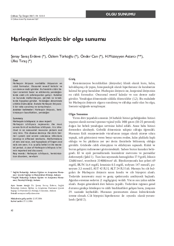 (PDF) Harlequin iktiyozis: bir olgu sunumu