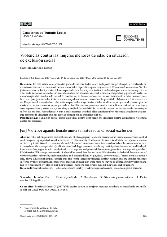 (PDF) Las violencias en las historias de vida de las menores afincadas ...