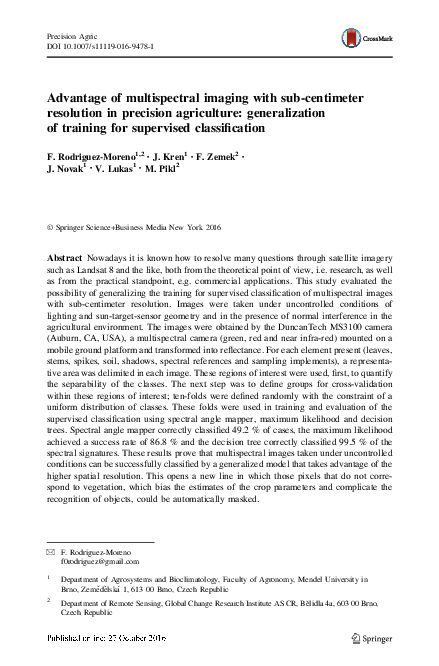 (PDF) Advantage of multispectral imaging with sub-centimeter resolution in precision agriculture ...