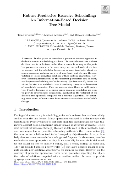 Pdf Robust Predictive Reactive Scheduling An Information Based Decision Tree Model 