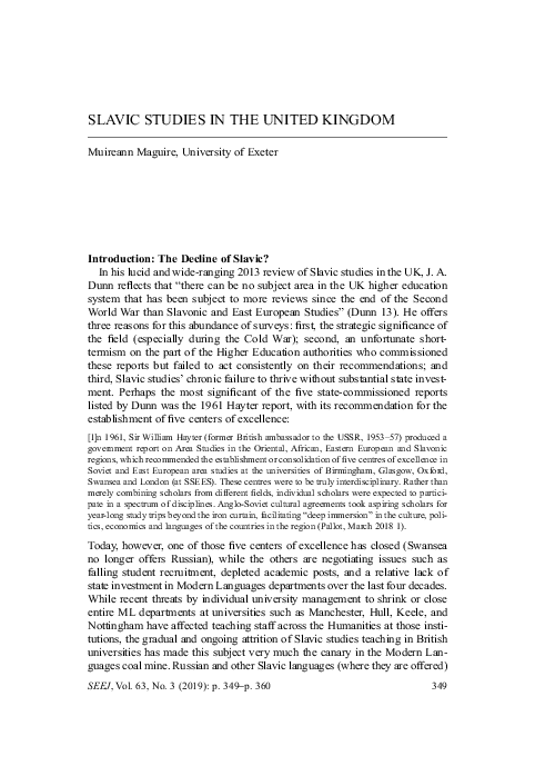(PDF) Slavic studies in the United Kingdom