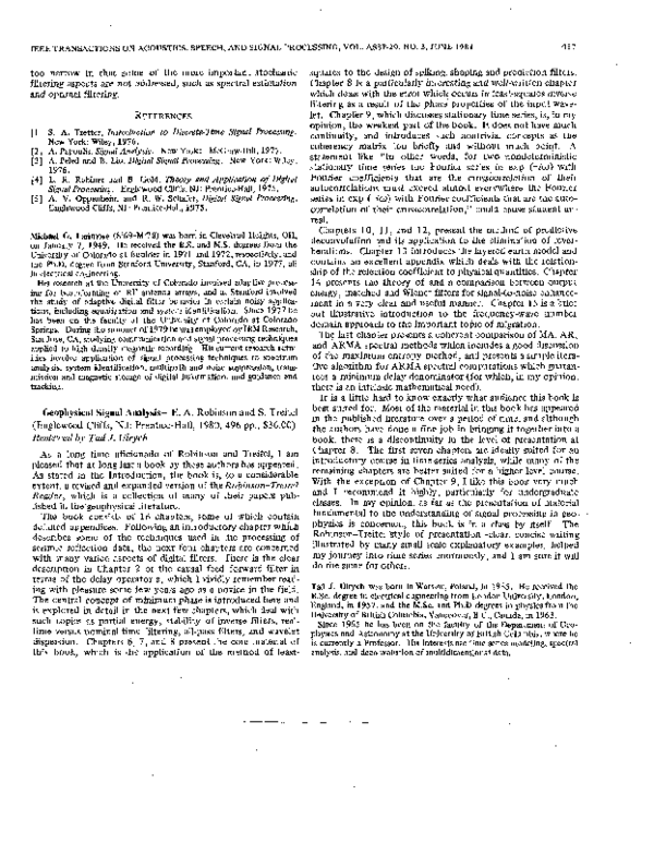 (PDF) Geophysical signal analysis
