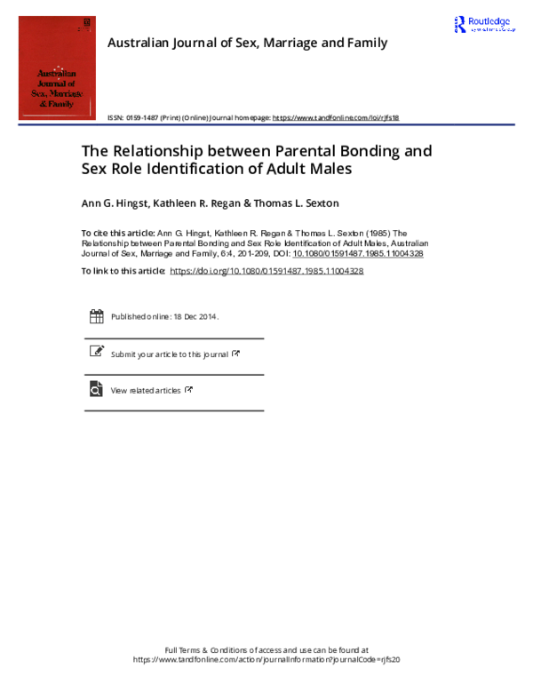 (PDF) The Relationship between Parental Bonding and Sex Role Identification of Adult Males