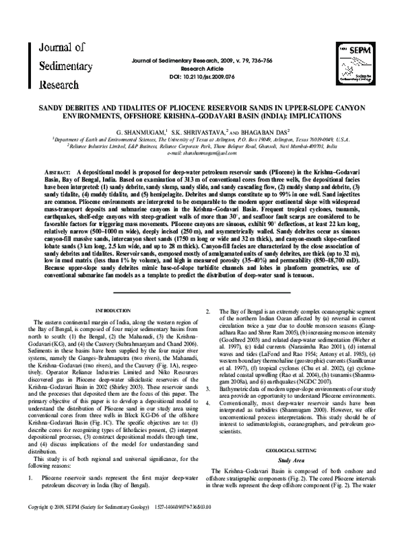 (PDF) Sandy Debrites and Tidalites of Pliocene Reservoir Sands in Upper ...