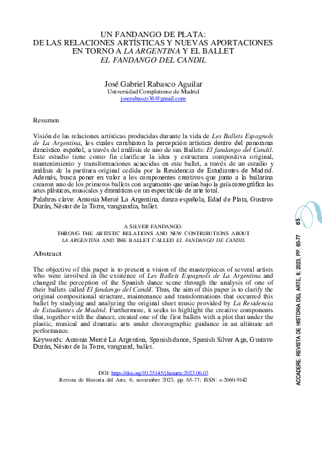 (PDF) UN FANDANGO DE PLATA: DE LAS RELACIONES ARTÍSTICAS Y NUEVAS ...