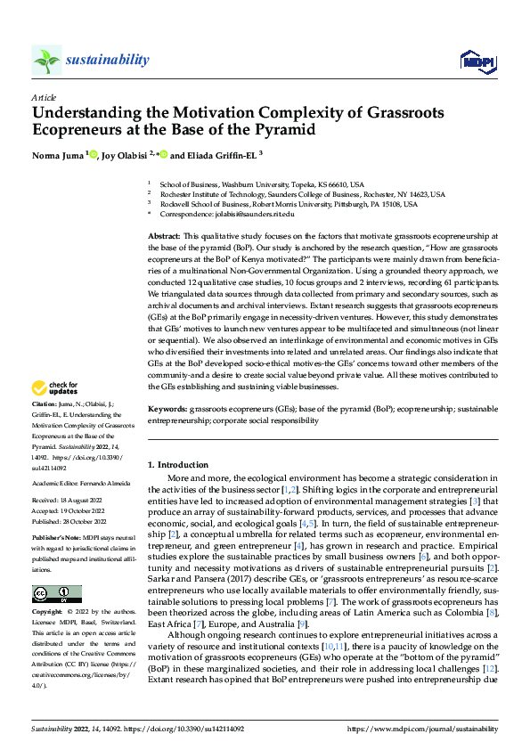 (PDF) Understanding the Motivation Complexity of Grassroots Ecopreneurs ...
