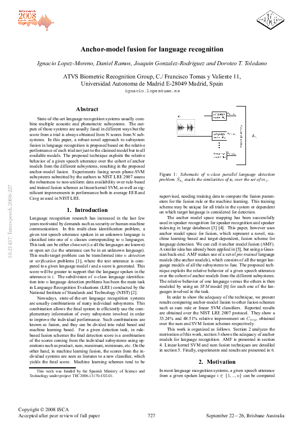 (PDF) Anchor-model fusion for language recognition