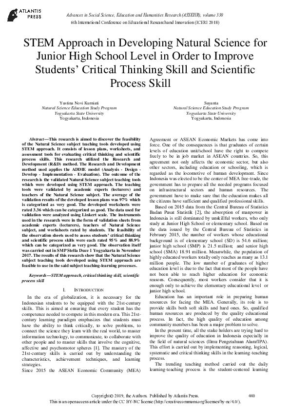 (PDF) STEM Approach in Developing Natural Science for Junior High ...